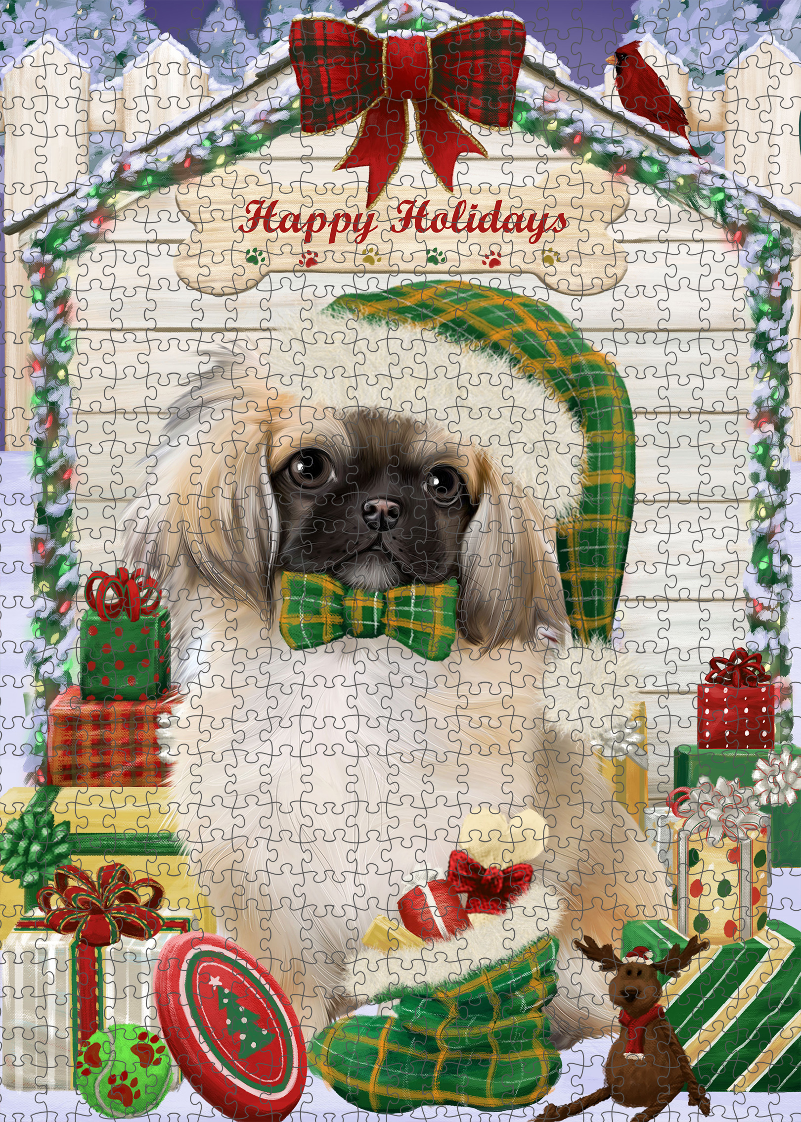 Pekingese Jigsaw Puzzle for Adults Interlocking Games Dog Christmas ...