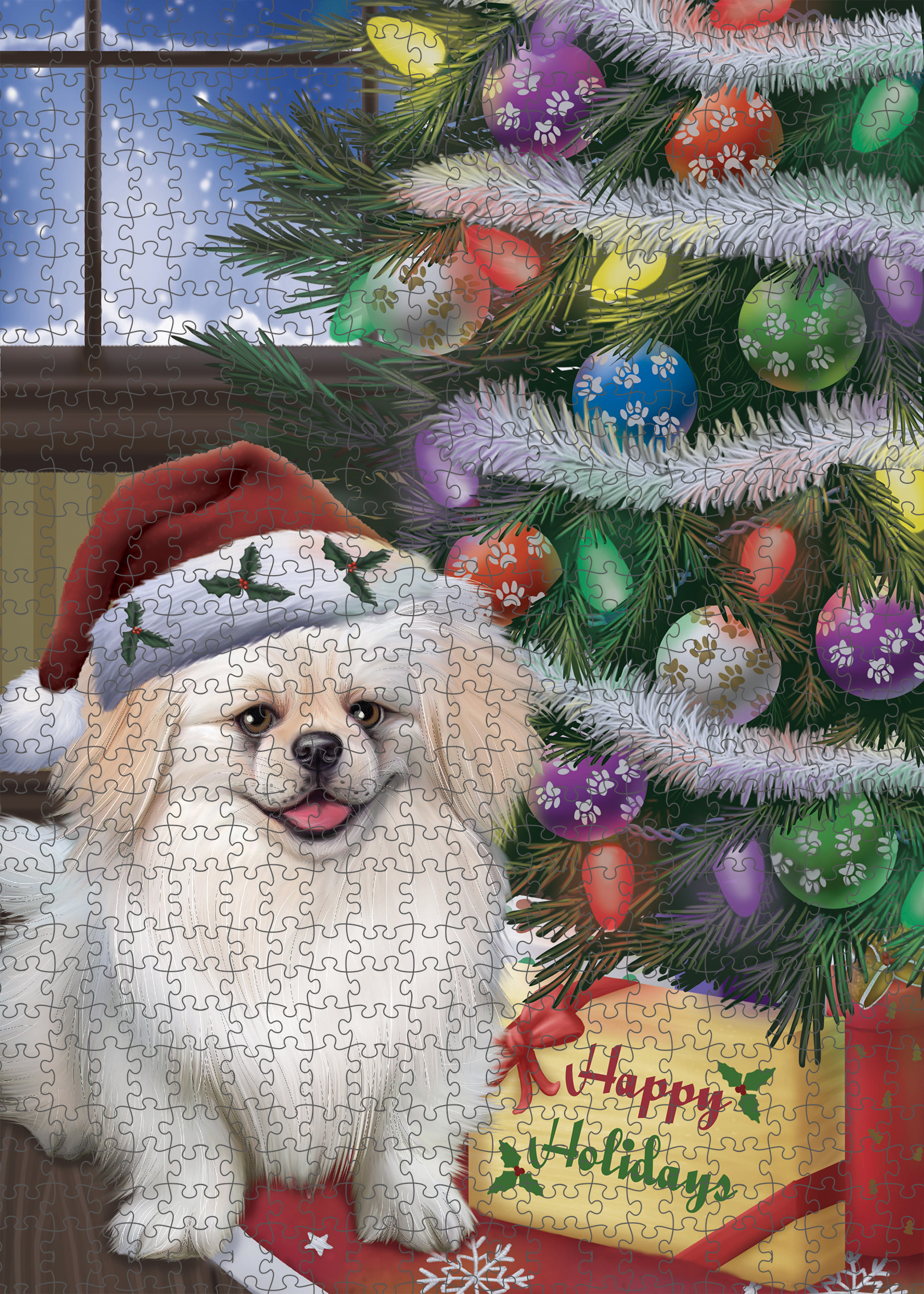 Pekingese Jigsaw Puzzle for Adults Interlocking Games Dog Christmas ...