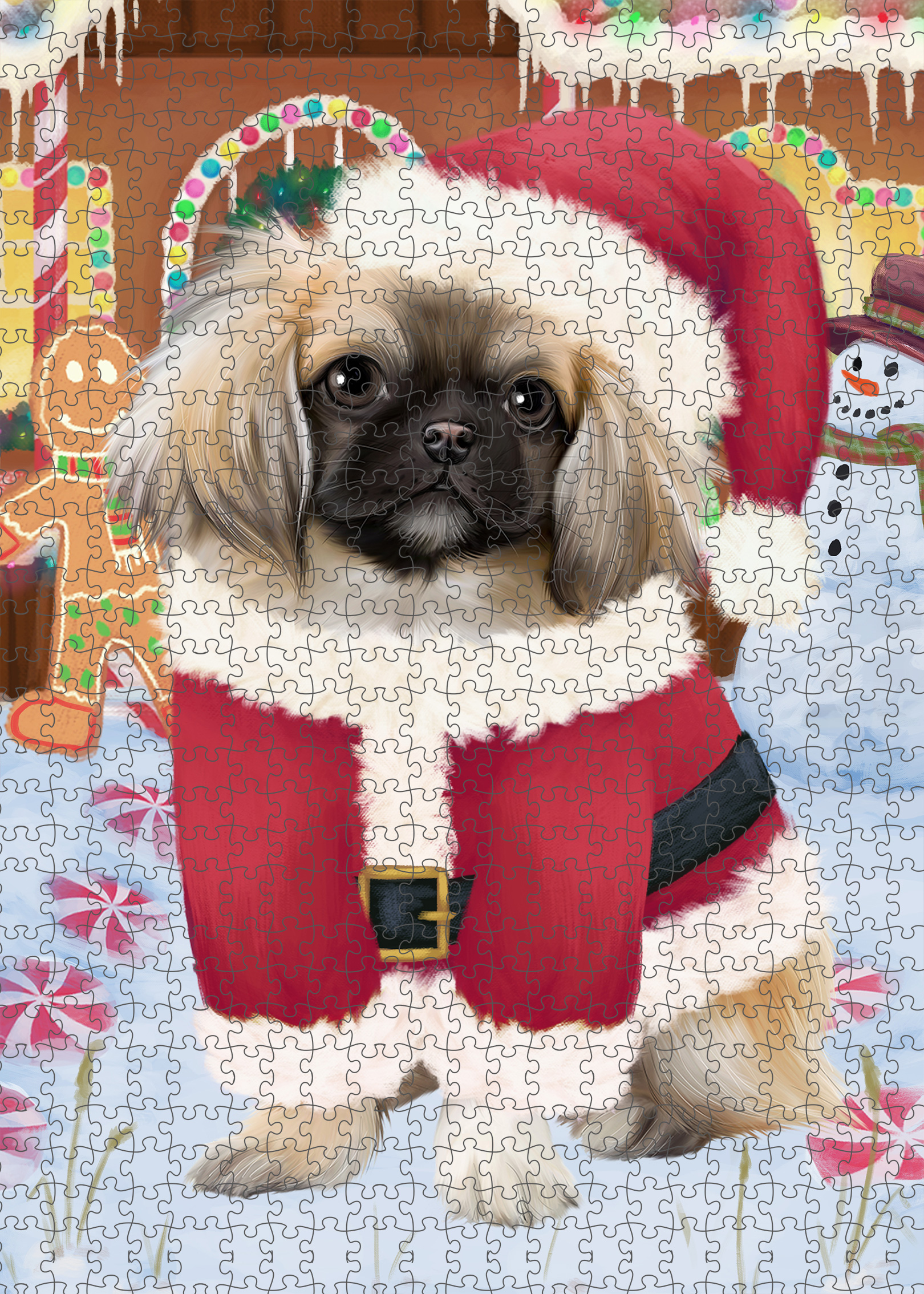 Pekingese Jigsaw Puzzle for Adults Interlocking Games Dog Christmas ...