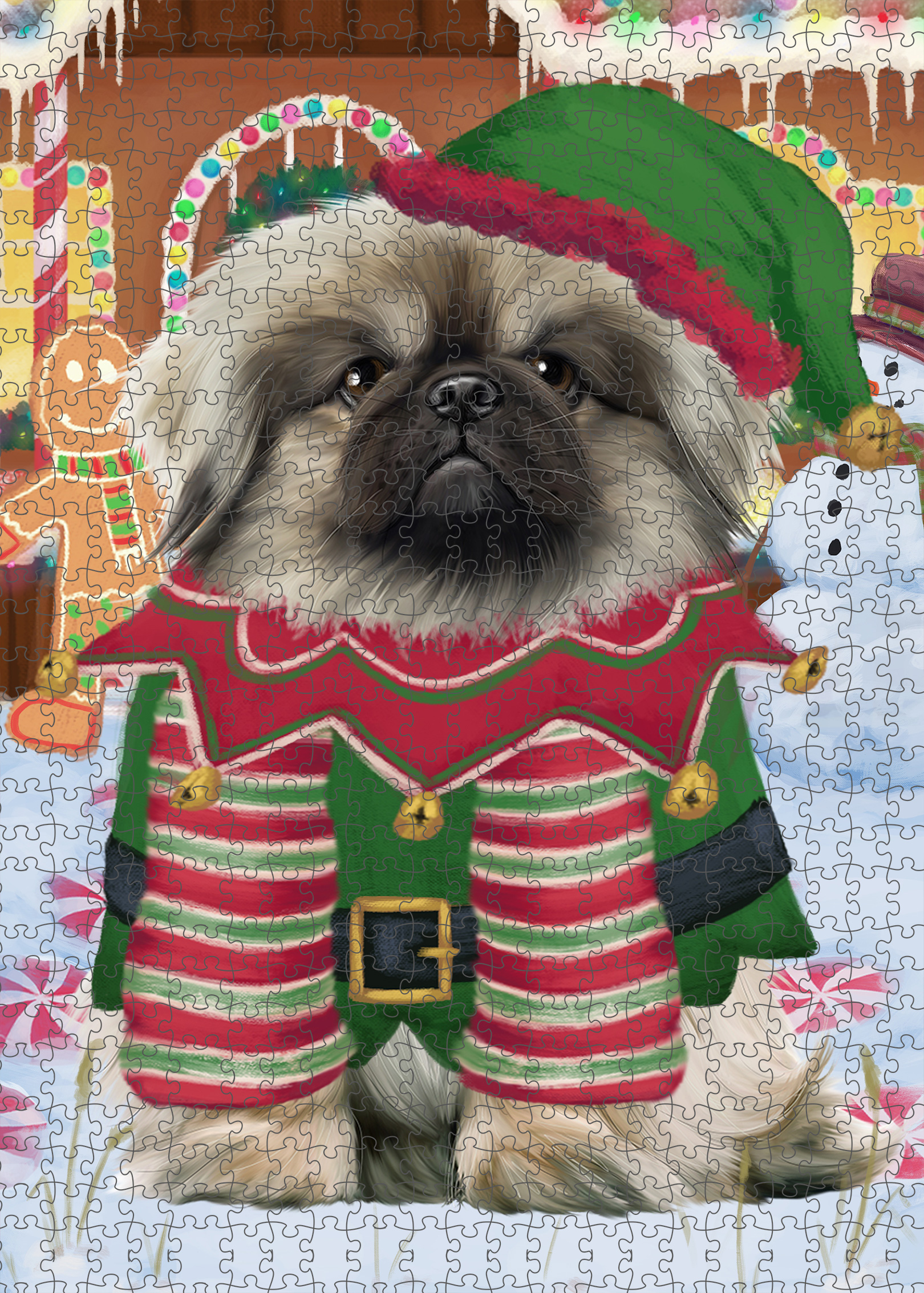 Pekingese Jigsaw Puzzle for Adults Interlocking Games Dog Christmas ...