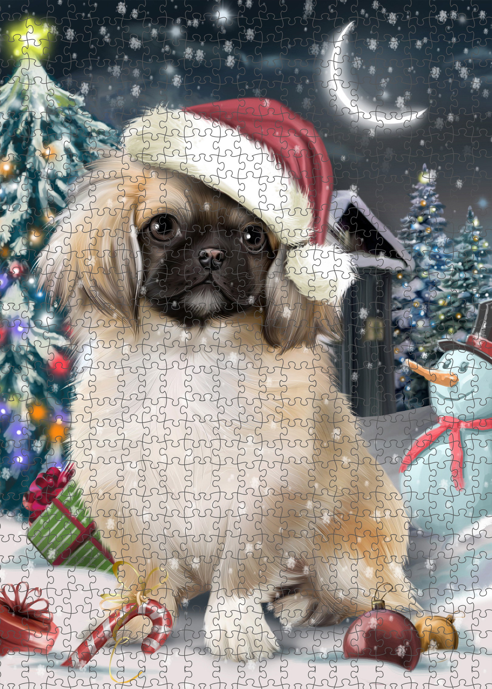 Pekingese Jigsaw Puzzle for Adults Interlocking Games Dog Christmas ...
