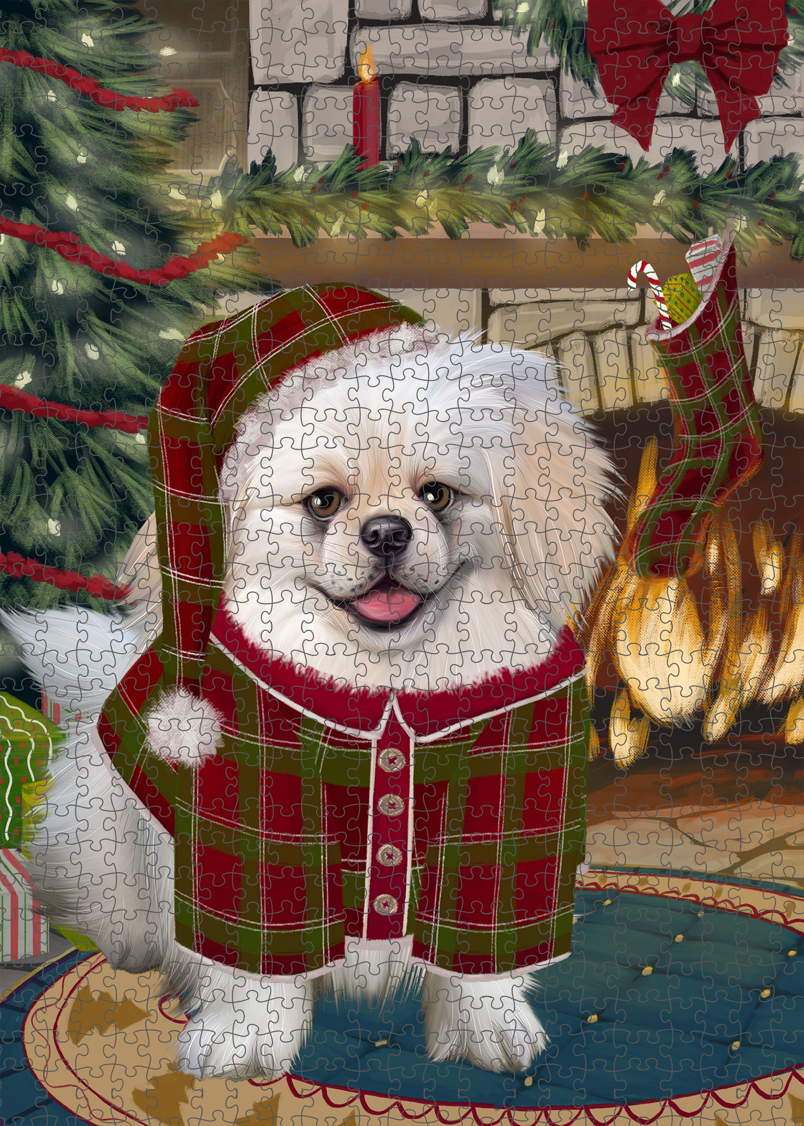 Pekingese Jigsaw Puzzle for Adults Interlocking Games Dog Christmas ...