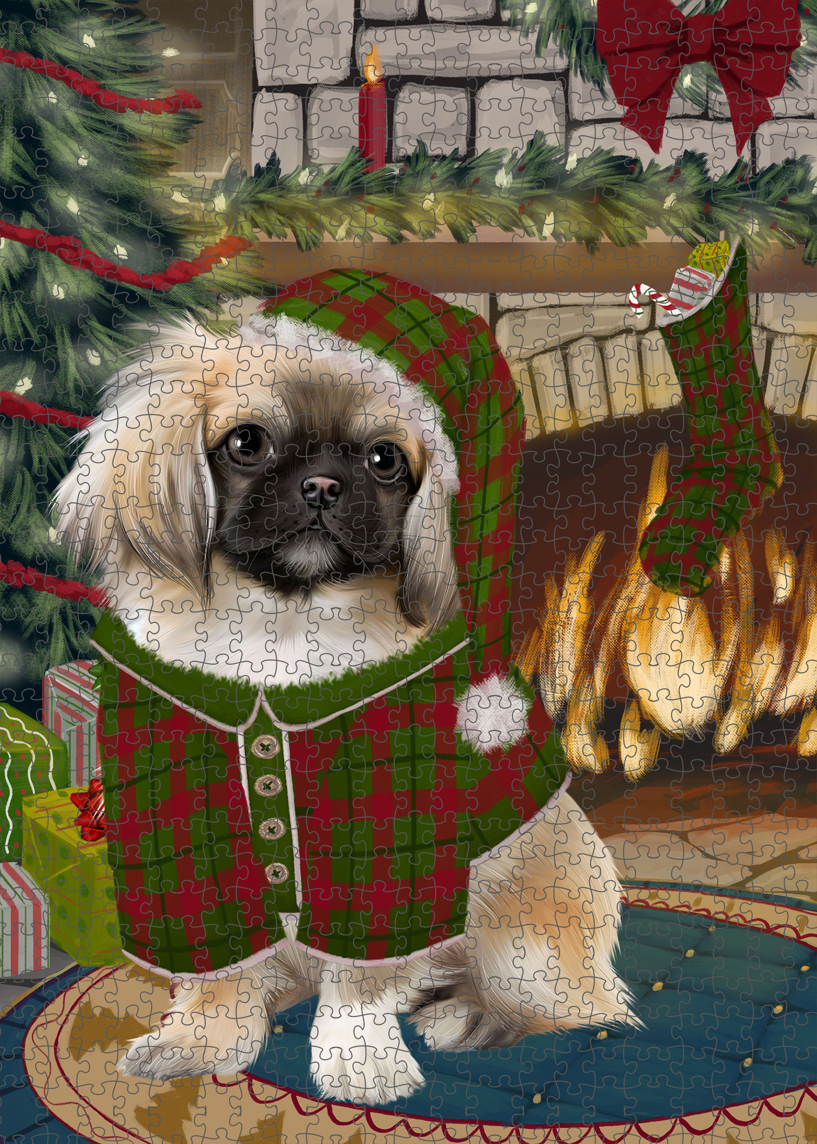 Pekingese Jigsaw Puzzle for Adults Interlocking Games Dog Christmas ...