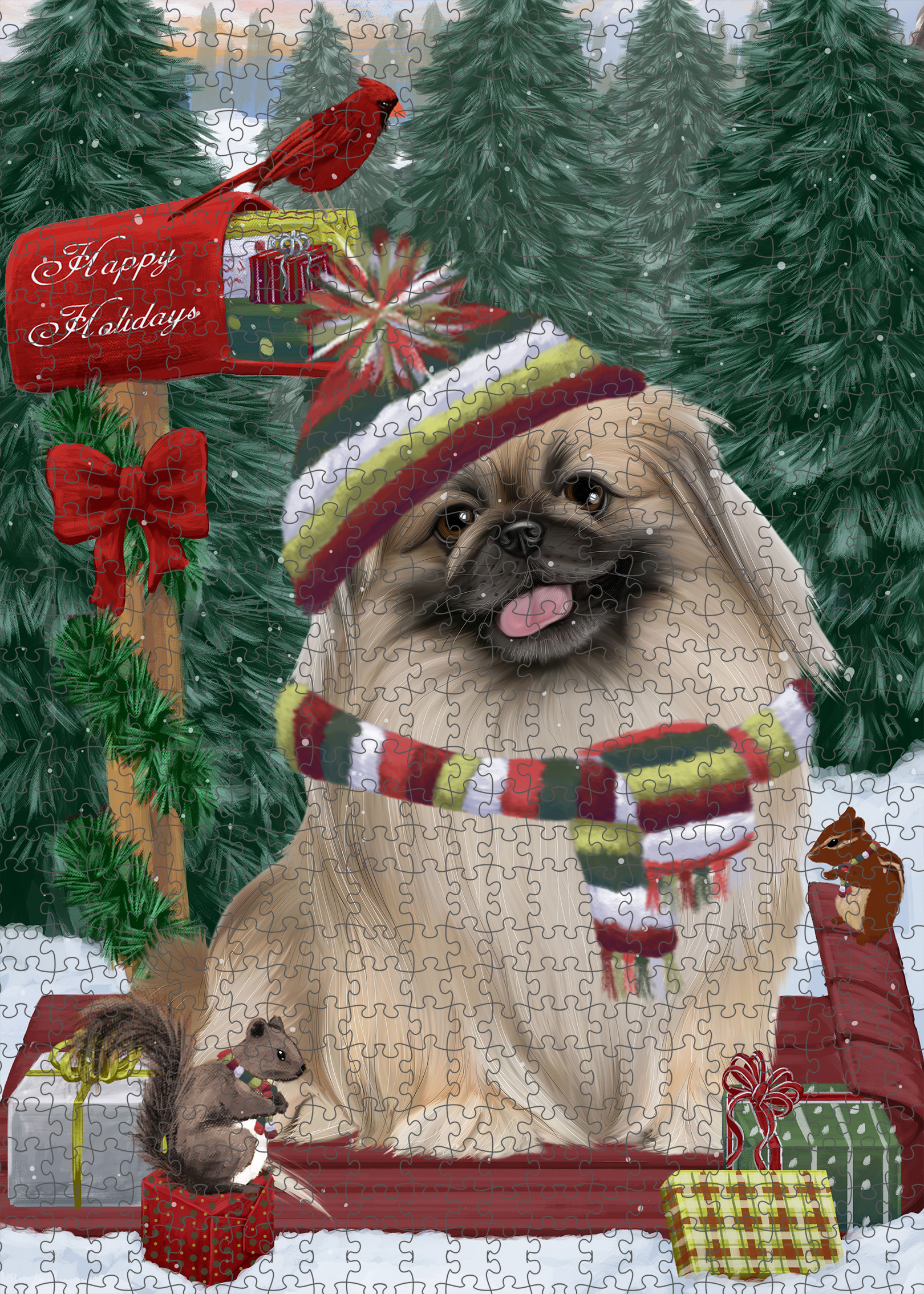 Pekingese Jigsaw Puzzle for Adults Interlocking Games Dog Christmas ...