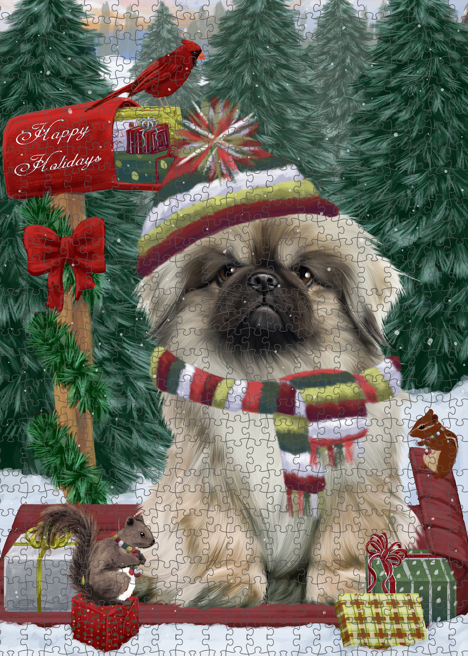 Pekingese Jigsaw Puzzle for Adults Interlocking Games Dog Christmas ...