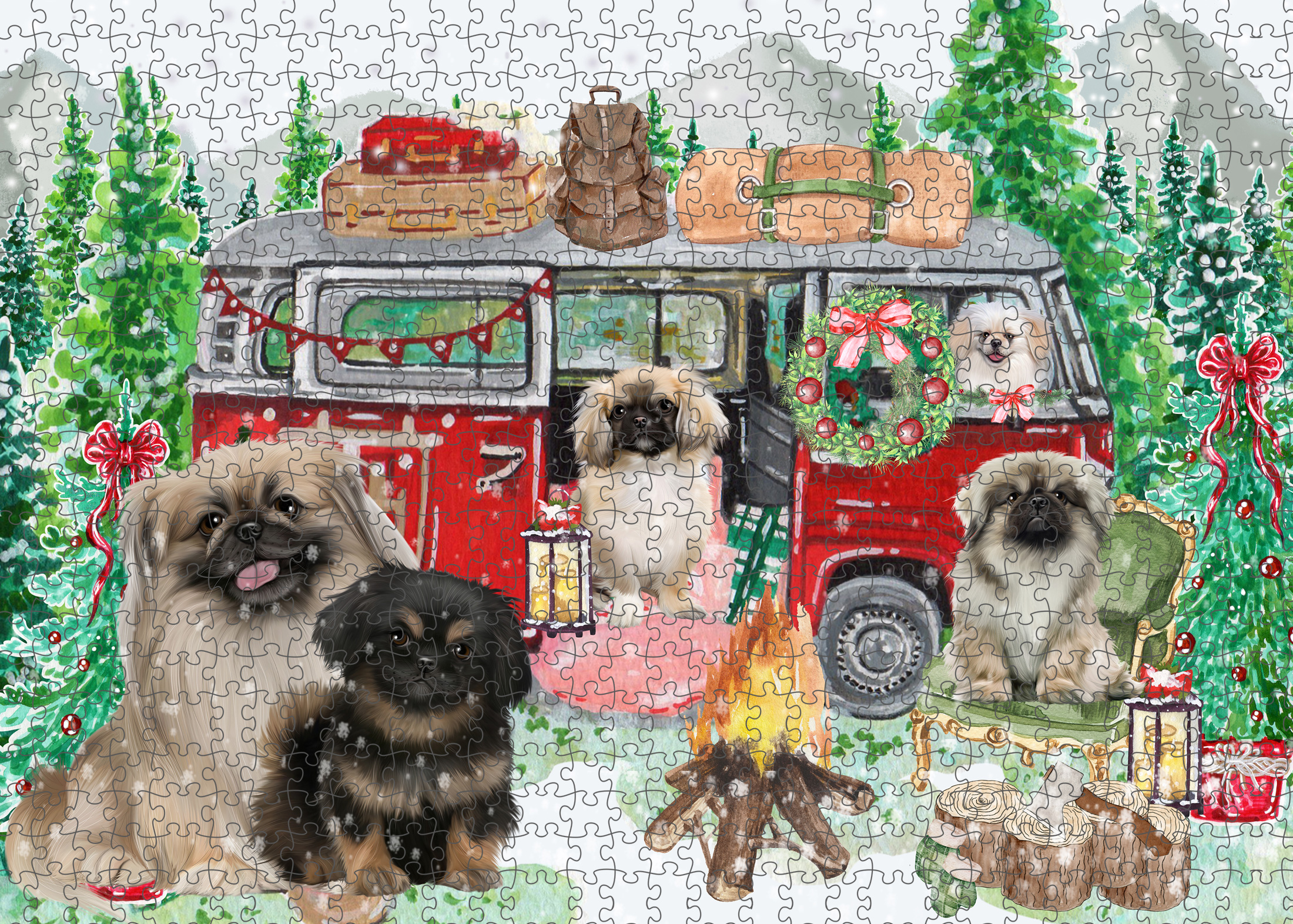 Pekingese Jigsaw Puzzle for Adults Interlocking Games Dog Christmas ...