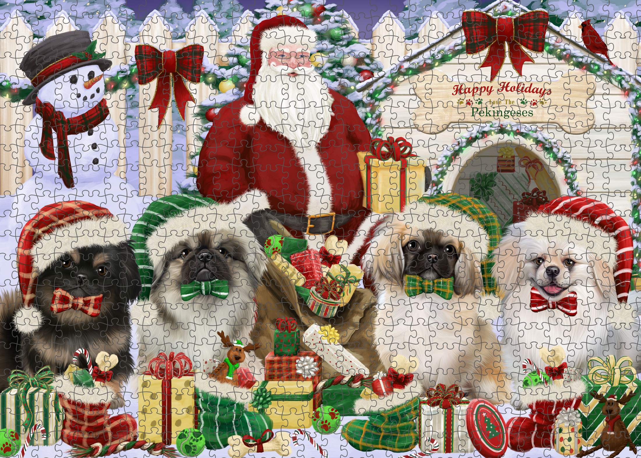 Pekingese Jigsaw Puzzle for Adults Interlocking Games Dog Christmas ...