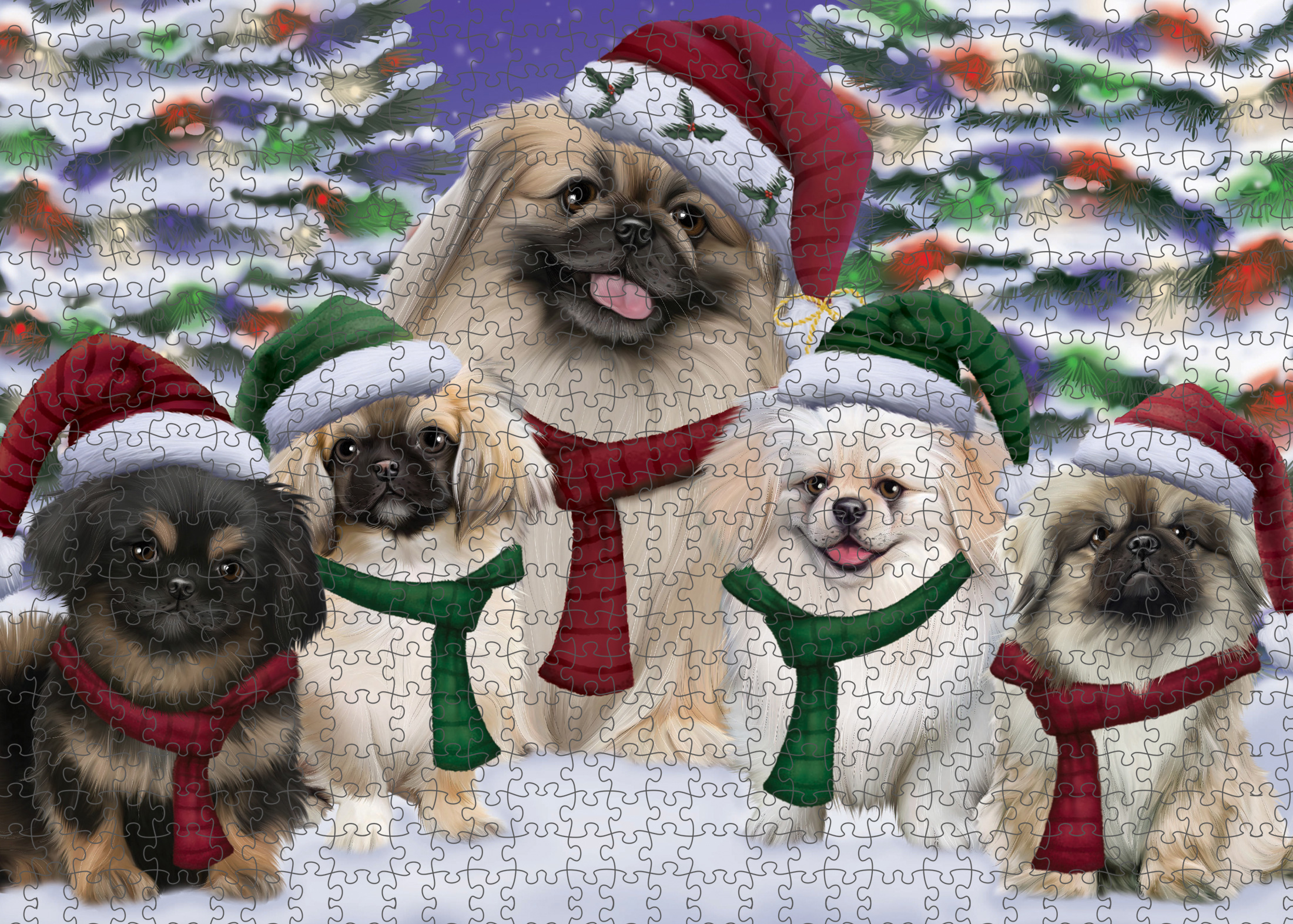 Pekingese Jigsaw Puzzle for Adults Interlocking Games Dog Christmas ...