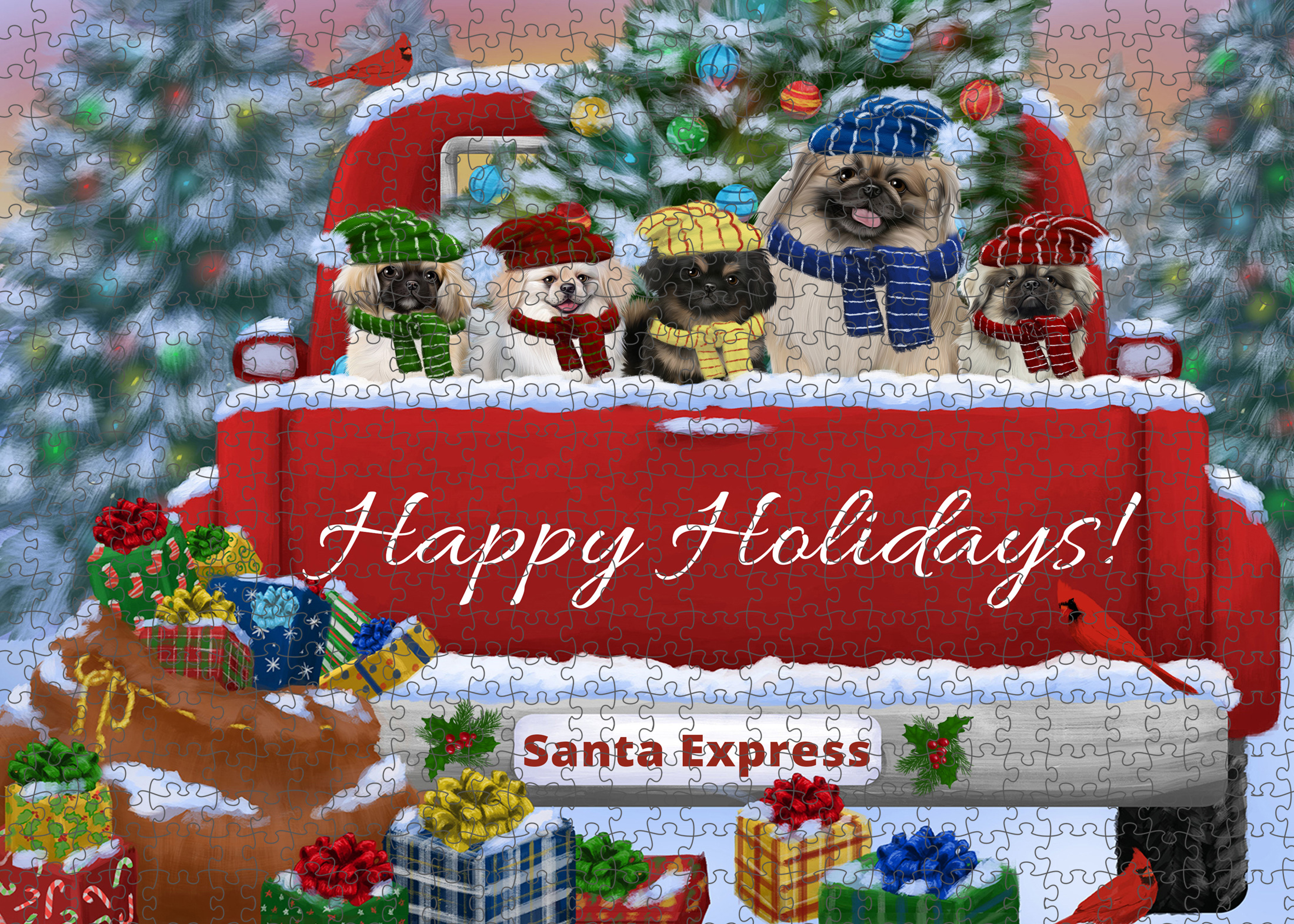 Pekingese Jigsaw Puzzle for Adults Interlocking Games Dog Christmas ...