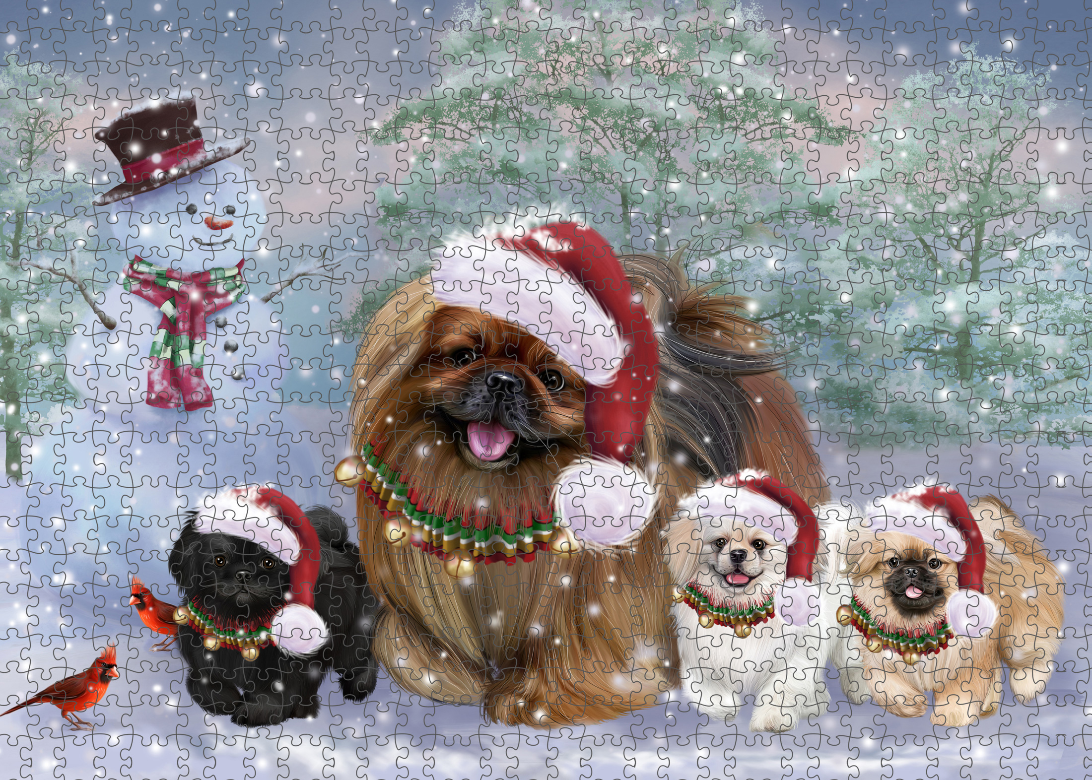 Pekingese Jigsaw Puzzle for Adults Interlocking Games Dog Christmas ...