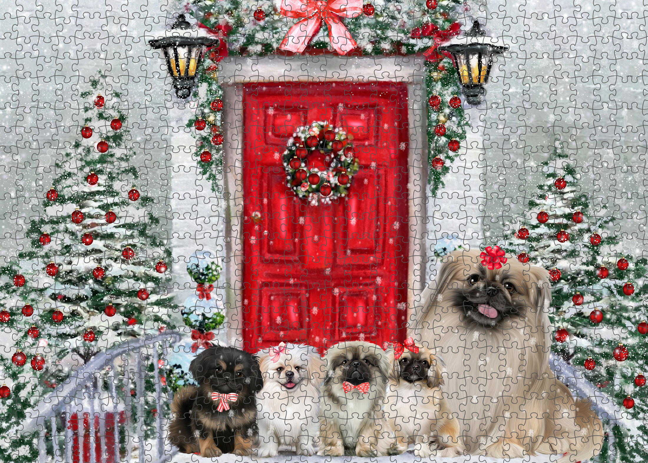 Pekingese Jigsaw Puzzle for Adults Interlocking Games Dog Christmas ...
