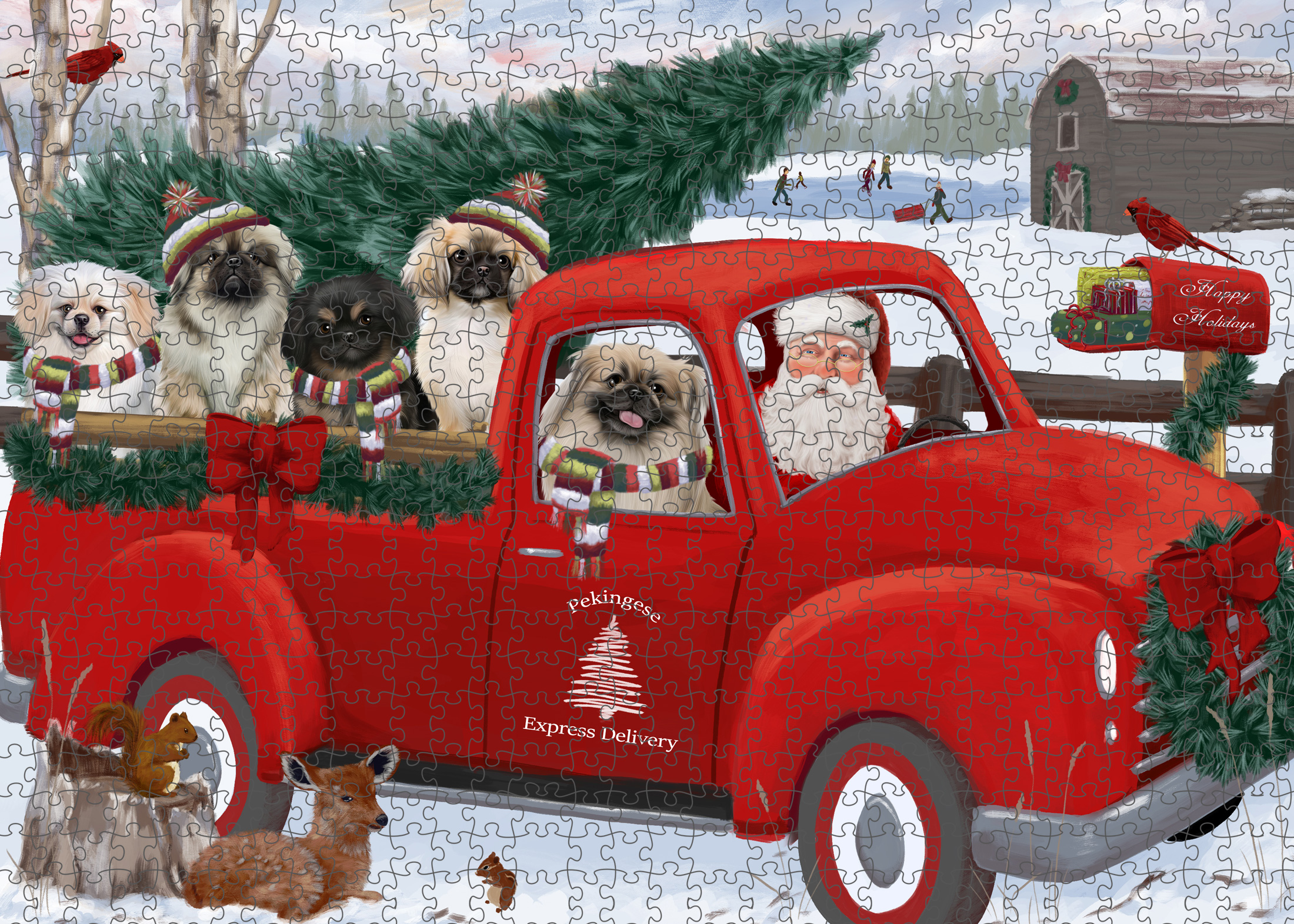 Pekingese Jigsaw Puzzle for Adults Interlocking Games Dog Christmas ...