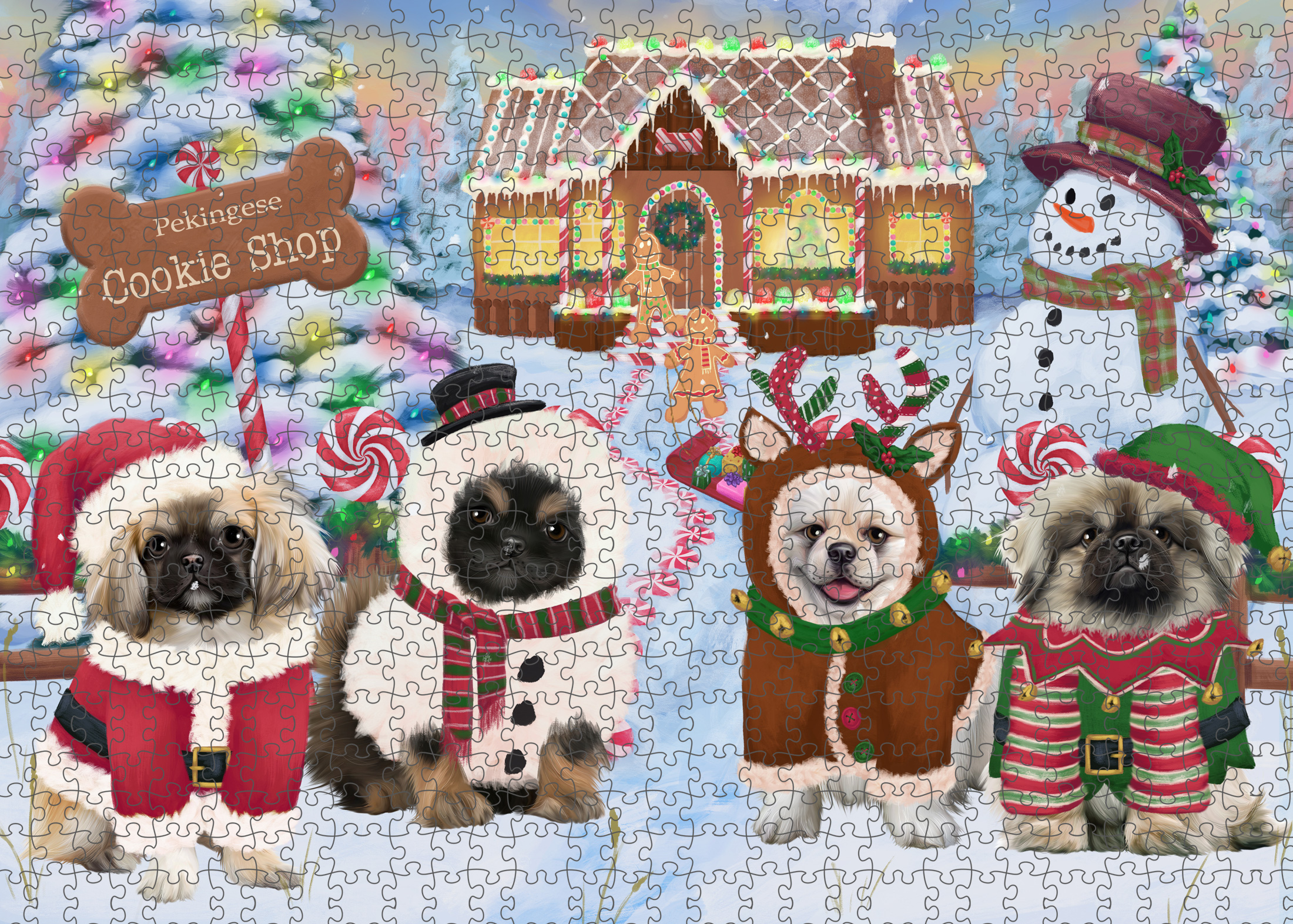Pekingese Jigsaw Puzzle for Adults Interlocking Games Dog Christmas ...