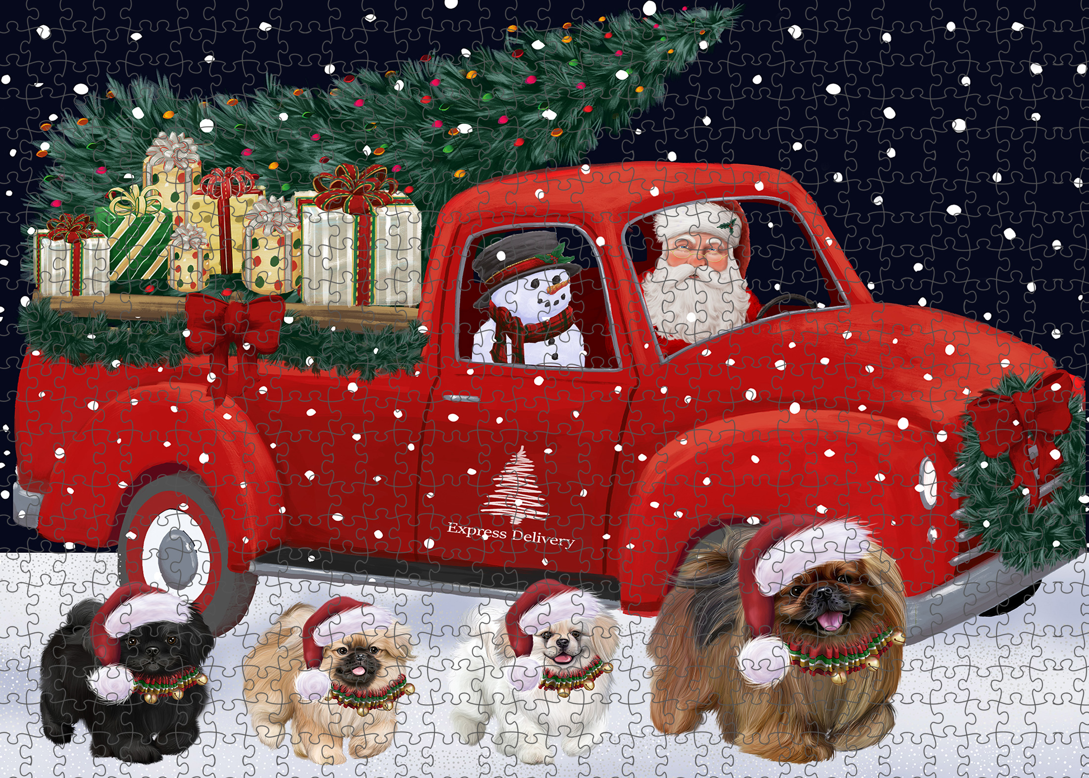Pekingese Jigsaw Puzzle for Adults Interlocking Games Dog Christmas ...