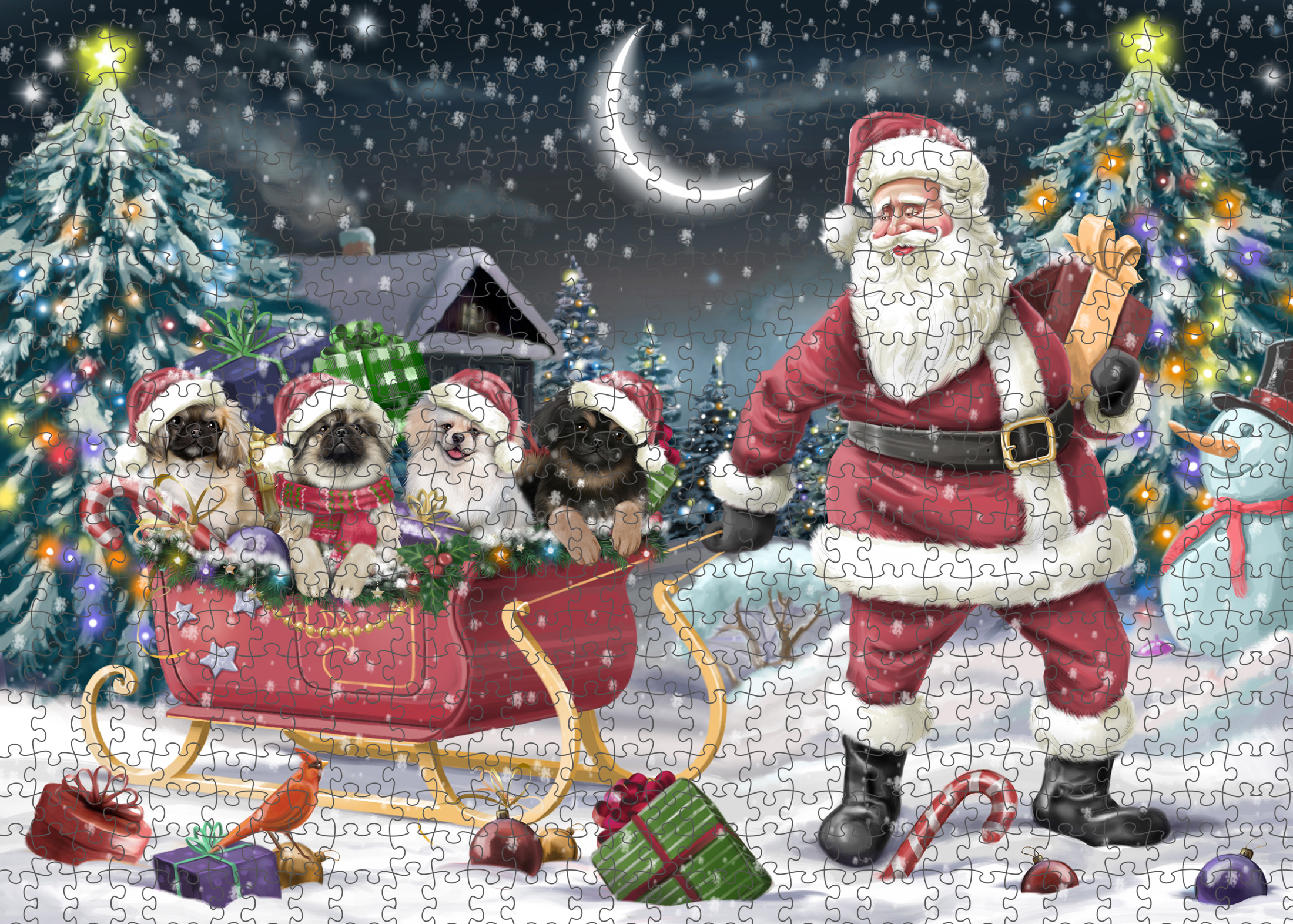 Pekingese Jigsaw Puzzle for Adults Interlocking Games Dog Christmas ...