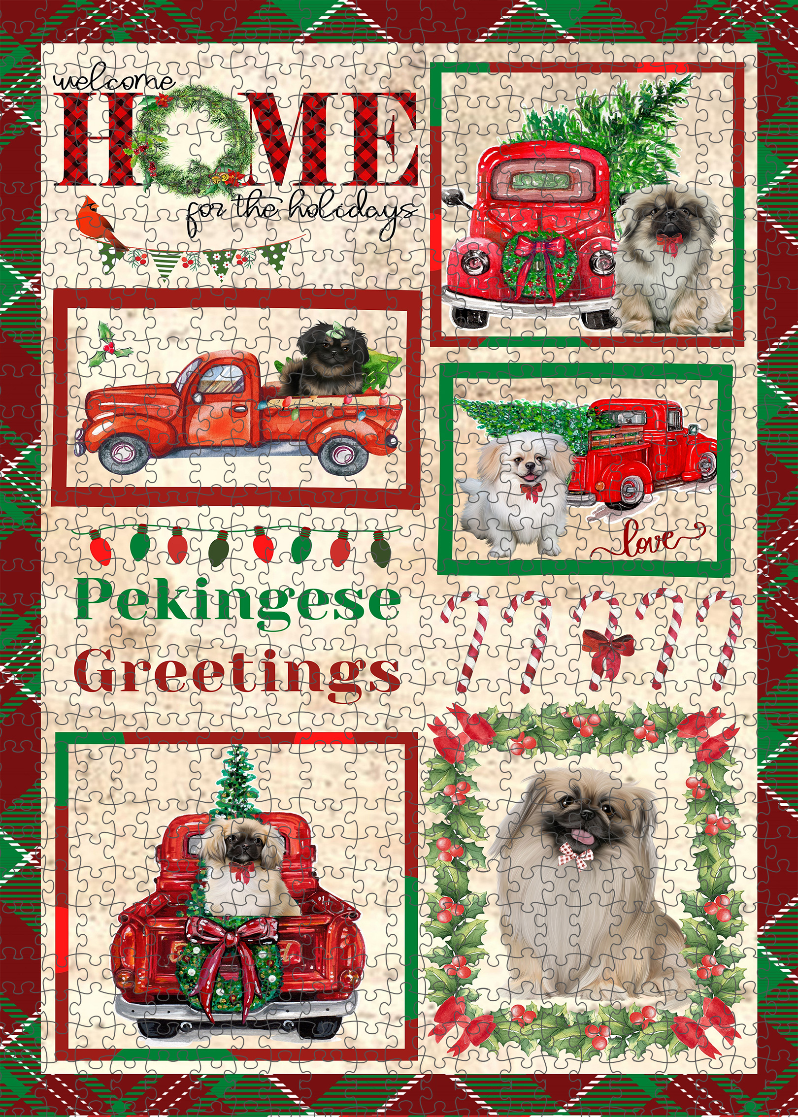 Pekingese Jigsaw Puzzle for Adults Interlocking Games Dog Christmas ...